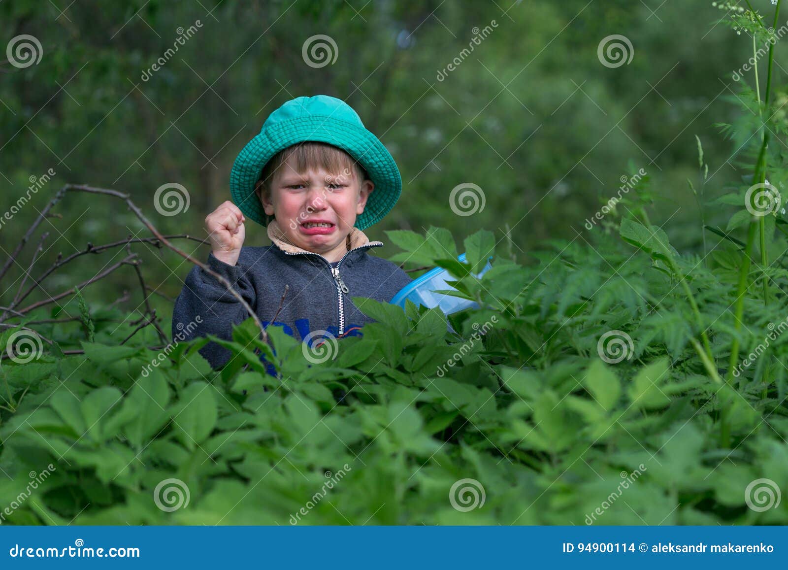 Sad, Upset Boy in the Forest Dark More Often. Stock Photo - Image of ...