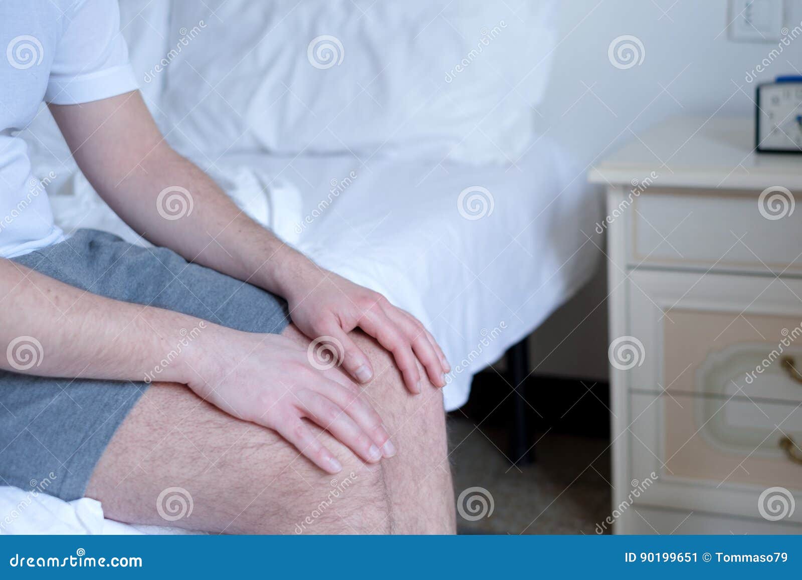 Sad and Upset Man Waking Up in the Morning Stock Image - Image of ...