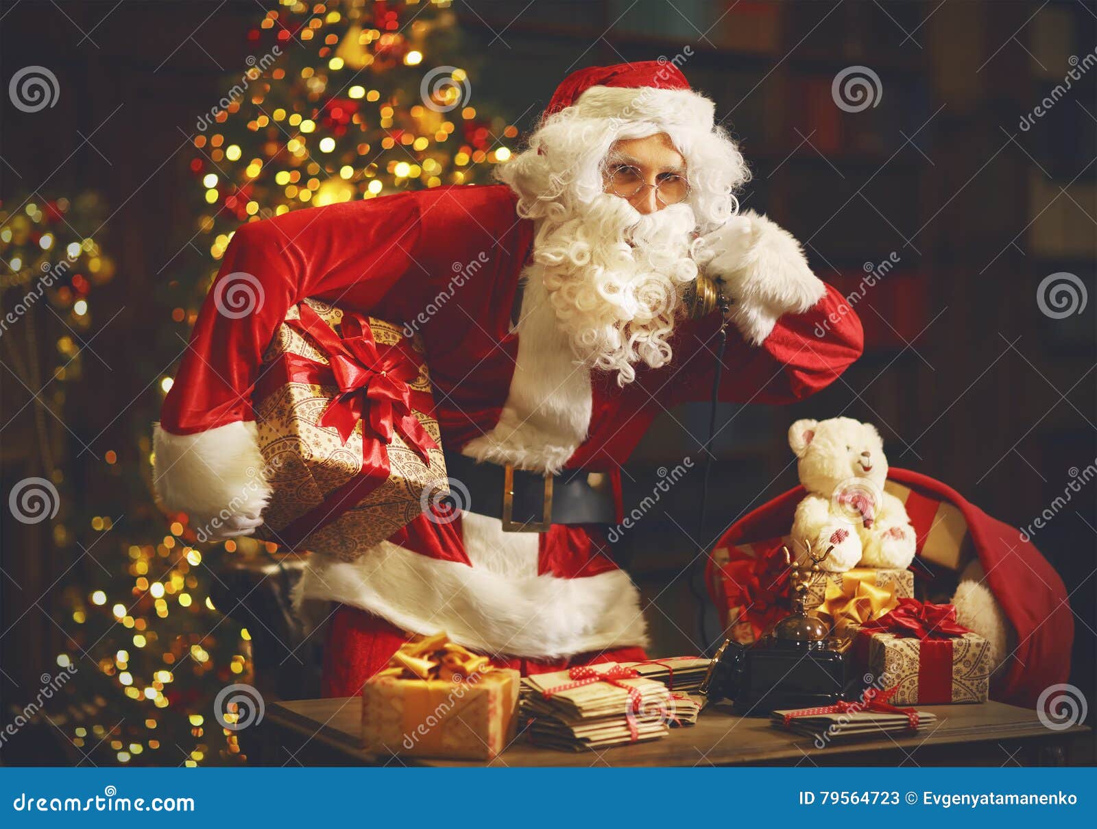 Sad Upset Santa Claus Talking on Phone Stock Image - Image of sadness ...
