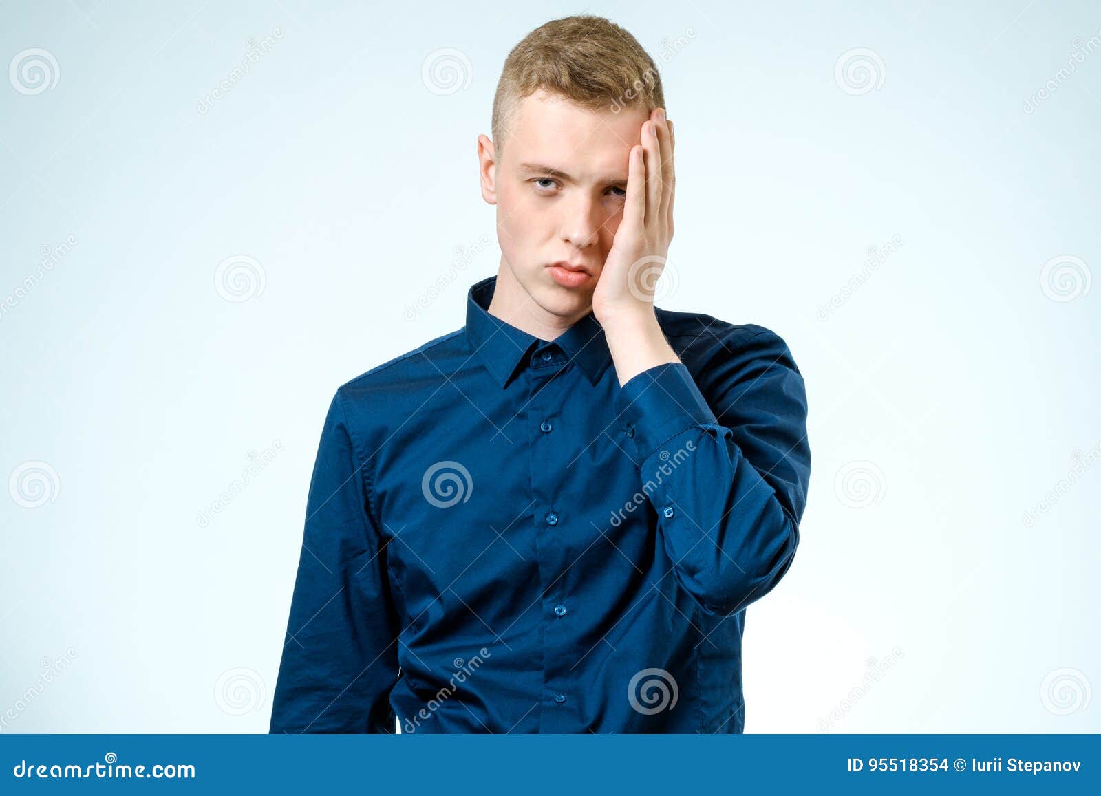Sad Upset Young Man Isolated Stock Photo - Image of adult, anxious ...