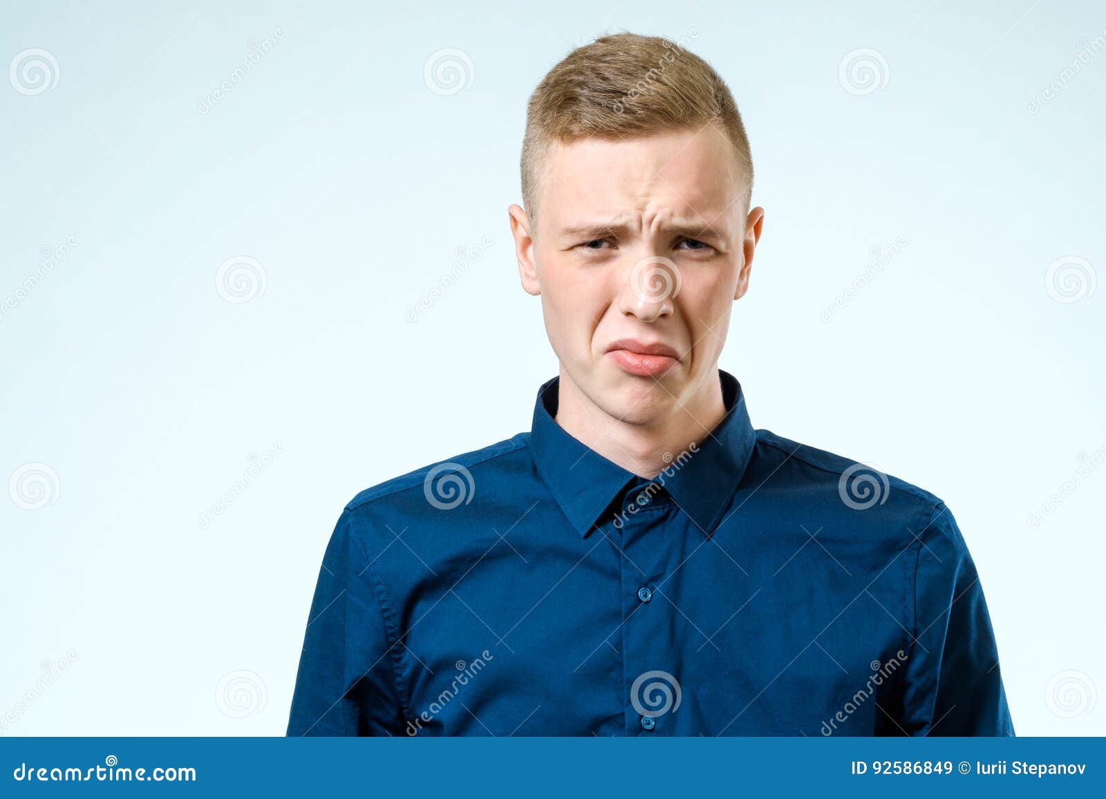 Sad Upset Young Man Isolated Stock Image - Image of anxious ...