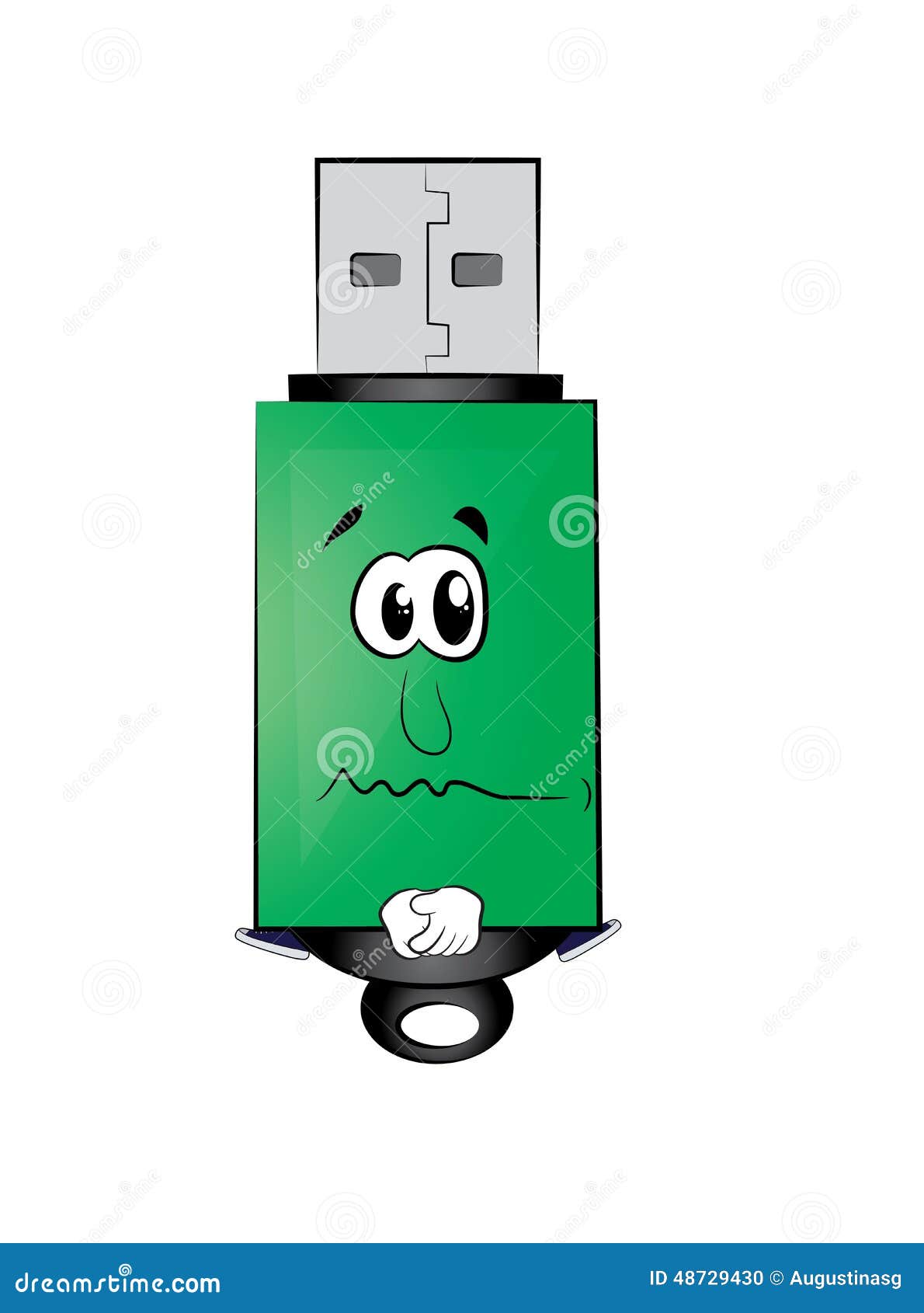 Sad Usb Flash Drive Cartoon Stock Illustration - Illustration of ...