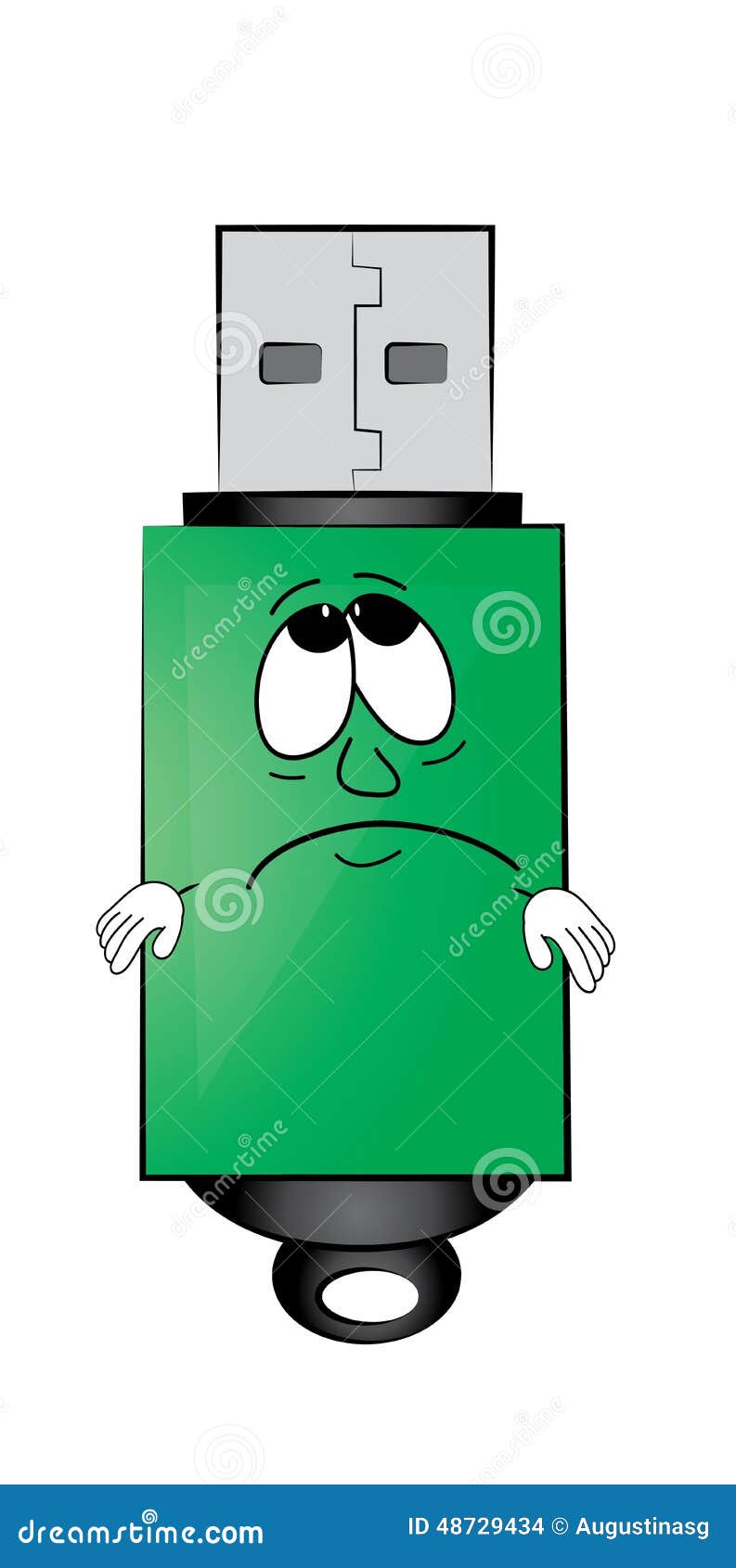 Sad Usb Flash Drive Cartoon Stock Illustration - Illustration of symbol ...