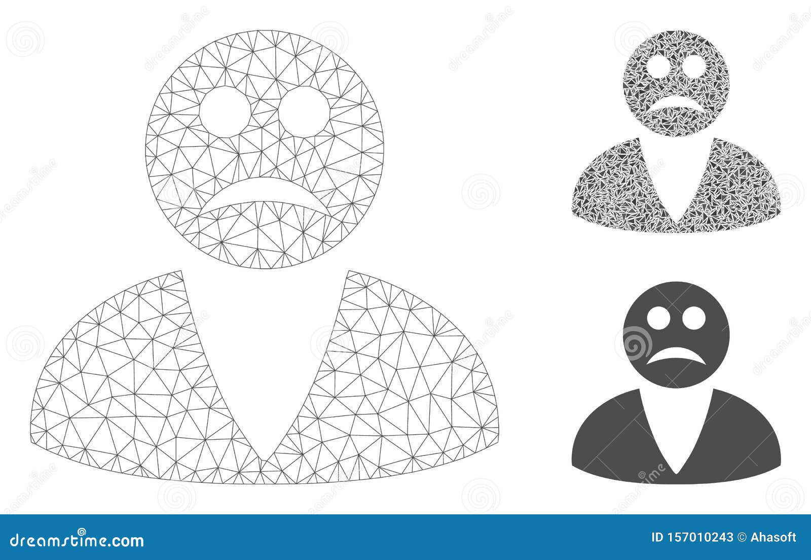 Sad User Vector Mesh Network Model and Triangle Mosaic Icon Stock ...