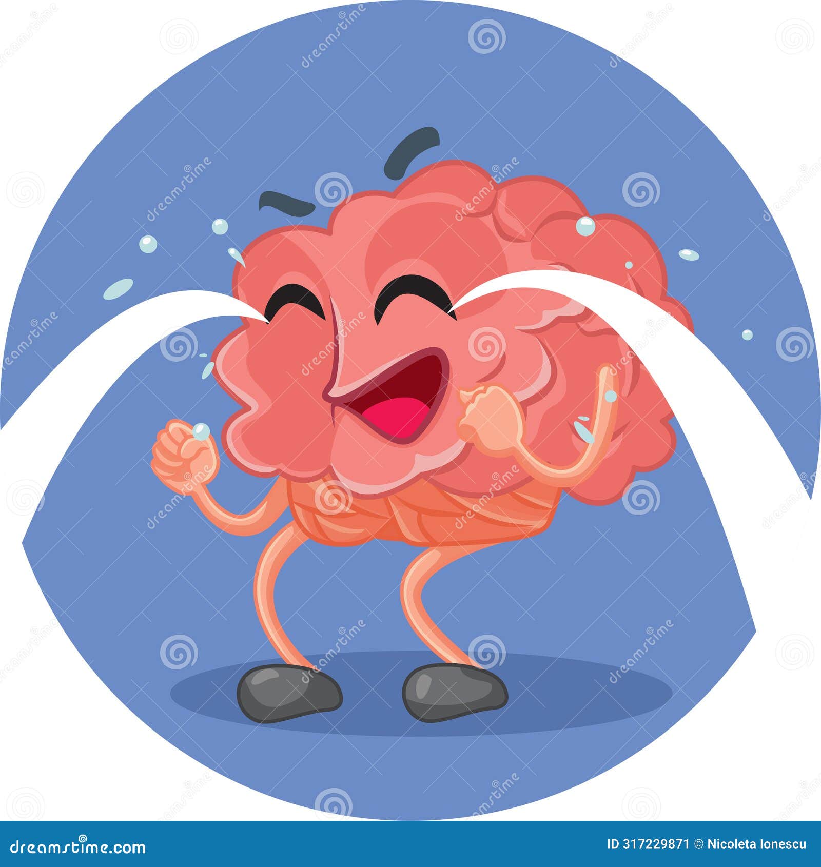 Sad Vector Brain Character Feeling Sad and Crying Stock Vector ...