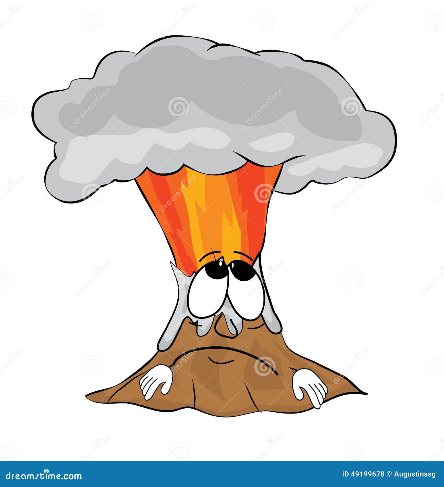 Sad volcano cartoon stock illustration. Illustration of lava - 49199678