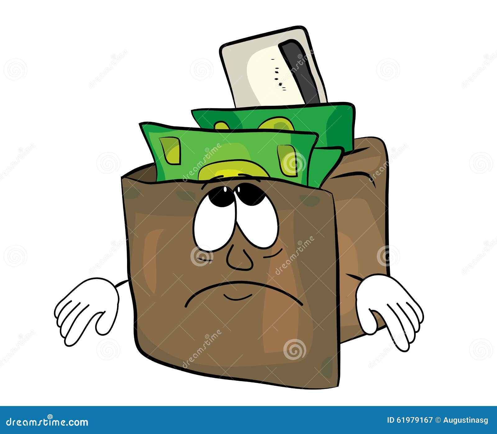 Sad wallet cartoon stock illustration. Illustration of sadness - 61979167