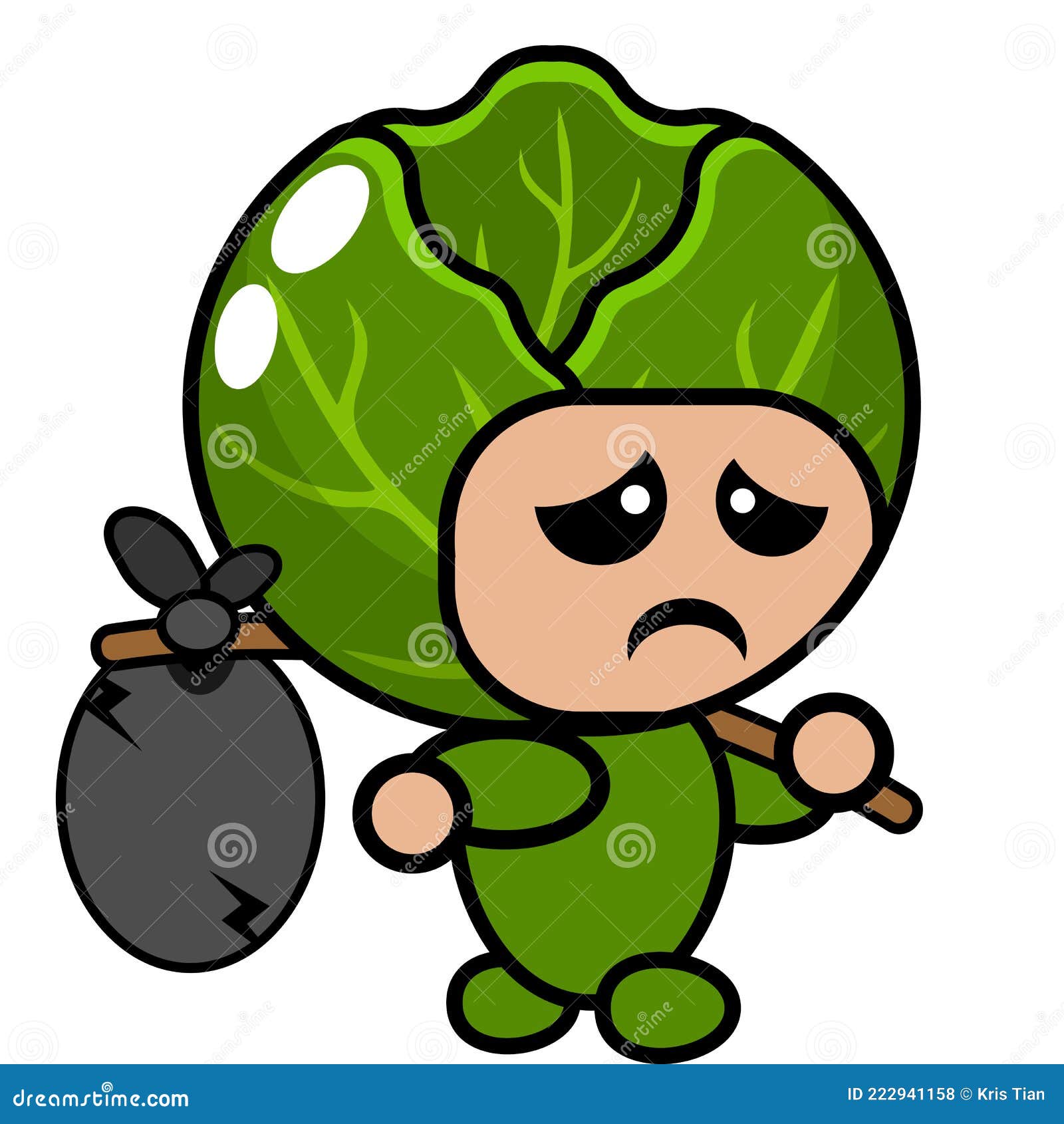 Sad Wandering Cabbage Vegetable Mascot Stock Vector - Illustration of ...