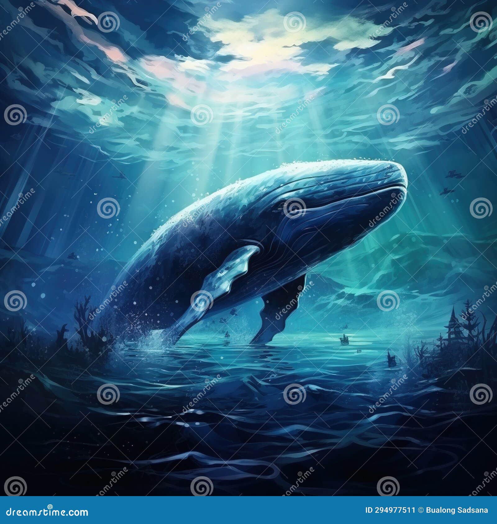 The sad whale stock illustration. Illustration of wildlife - 294977511