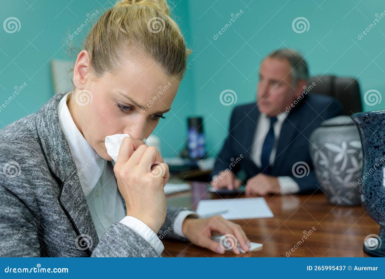 Sad Widow Dealing with Paperwork in Office Stock Image - Image of mourn ...