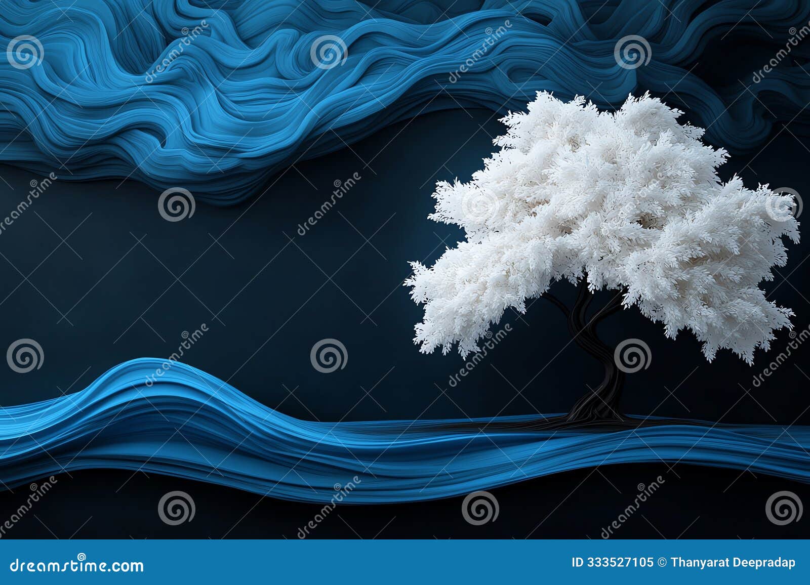 A Sad Willow Tree Depicted in an Abstract, Dreamy Style, with Flowing ...