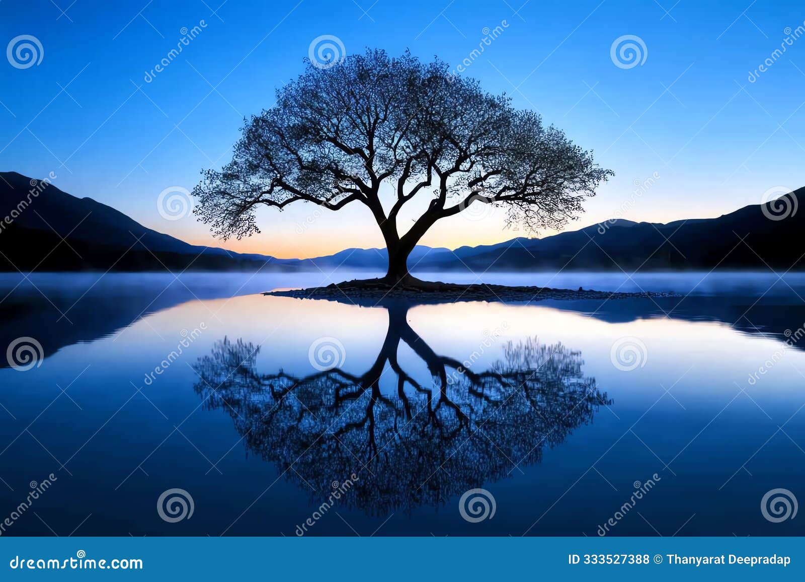 A Sad Willow Tree With Drooping Branches, Its Reflection Mirrored In A ...