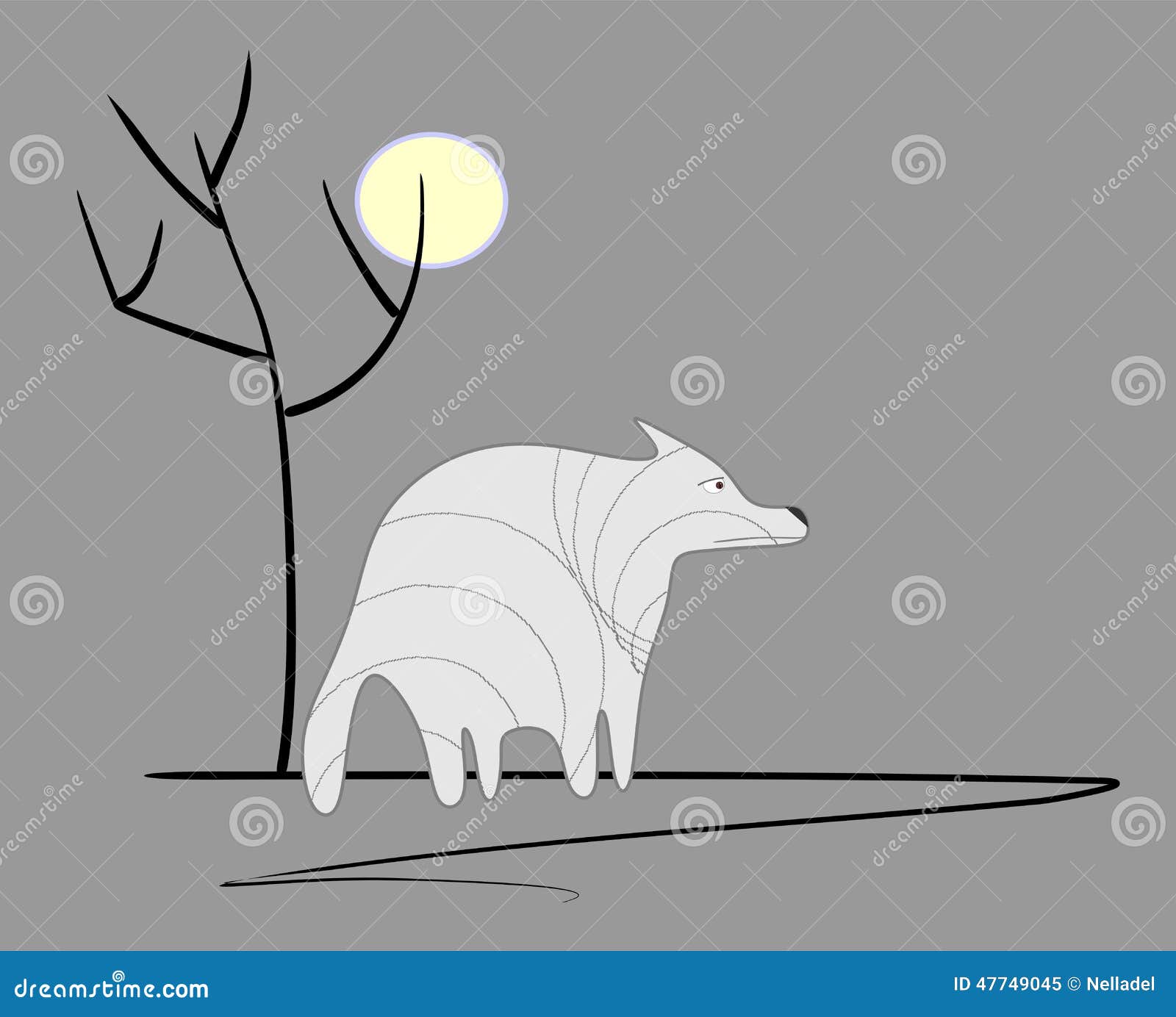 Depressed Wolf Drawing