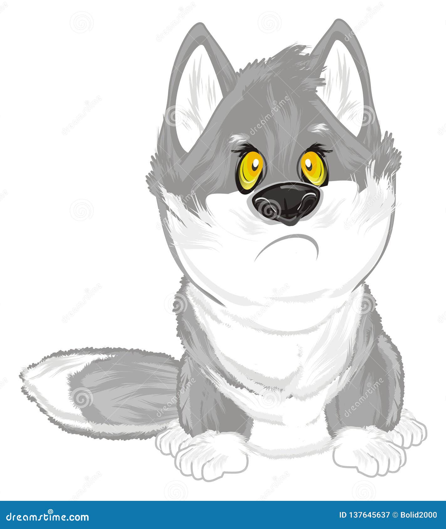 Sad wolf sit stock illustration. Illustration of small - 137645637