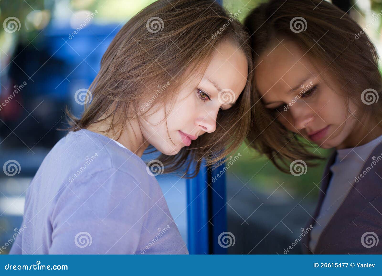 Sad woman stock image. Image of distraught, mirror, loneliness - 26615477