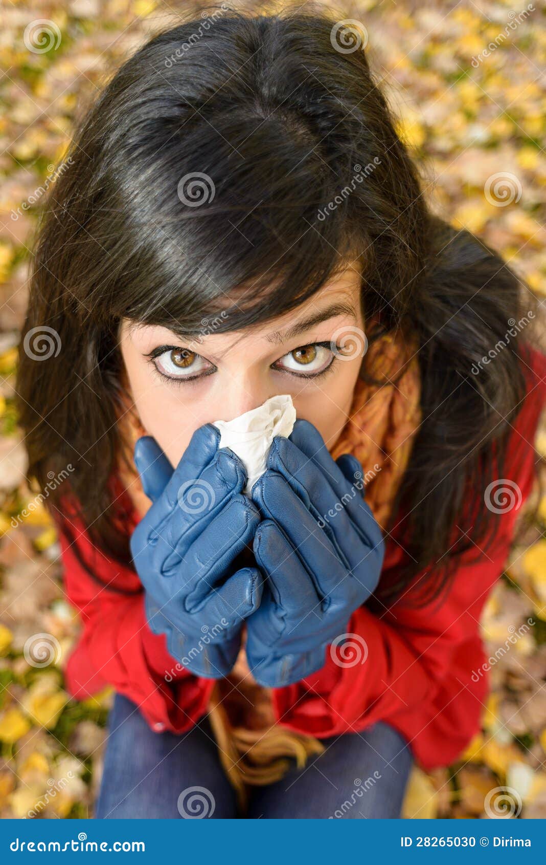Sad Woman in Autumn Flu and Cold Stock Photo - Image of camera, latin ...