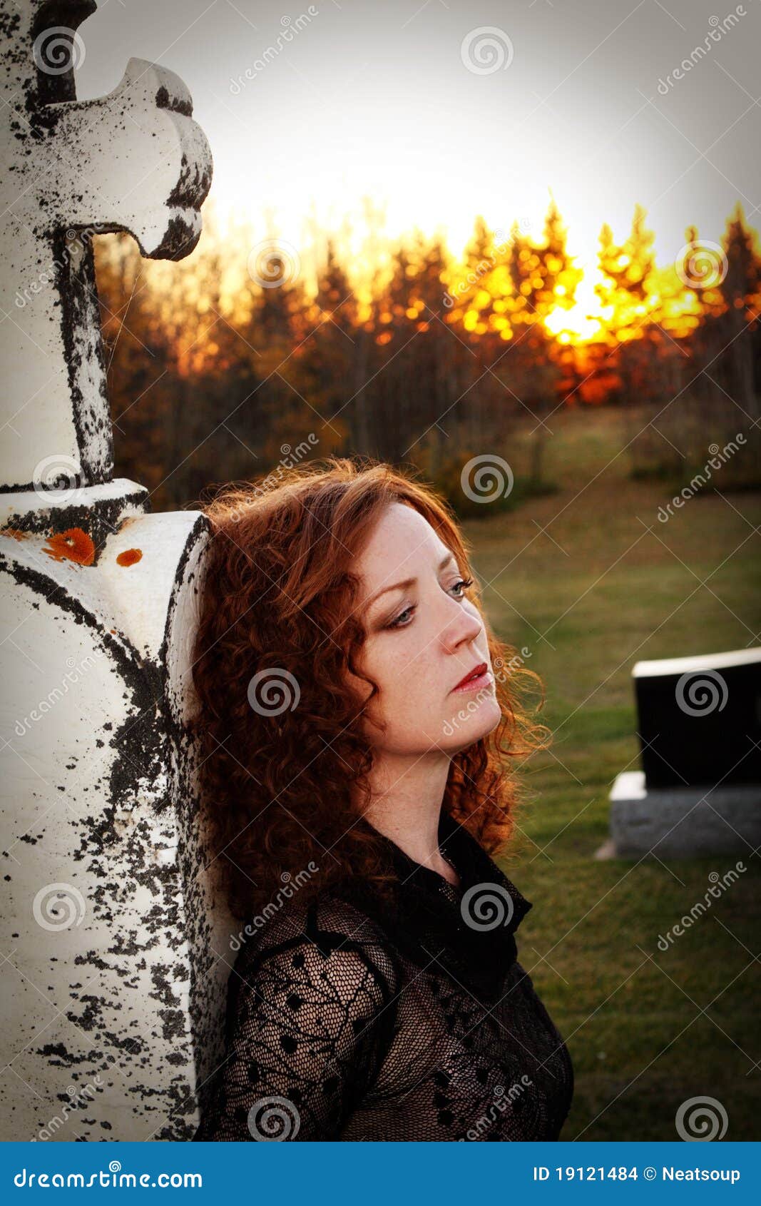 Sad Woman In The Cemetery . Royalty-Free Stock Photo | CartoonDealer ...
