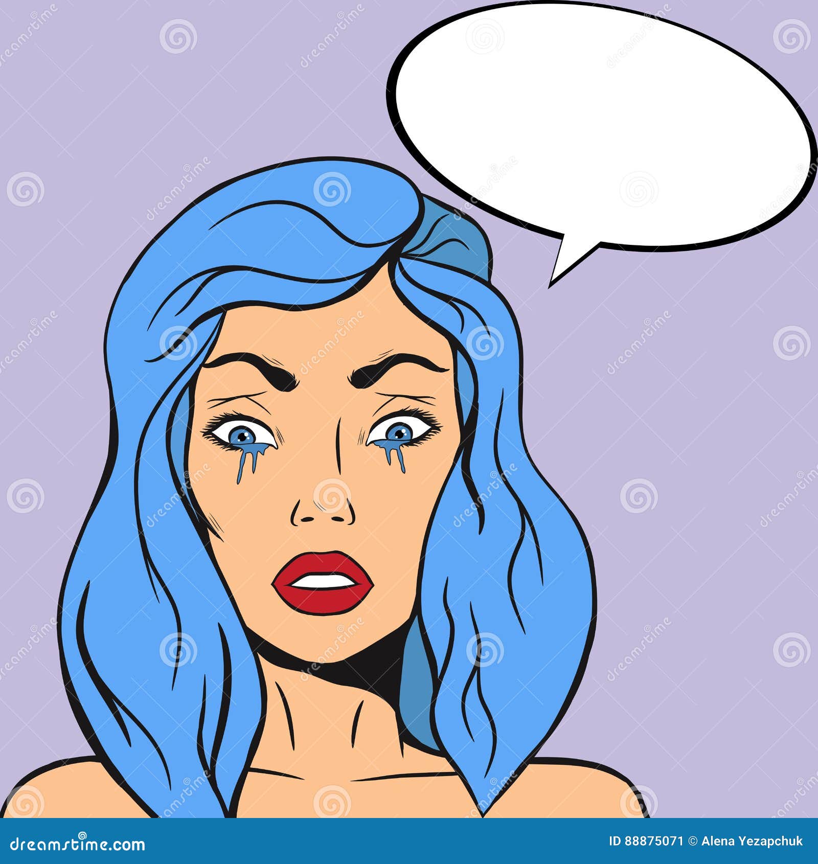 Sad woman with cloud. stock vector. Illustration of girl - 88875071