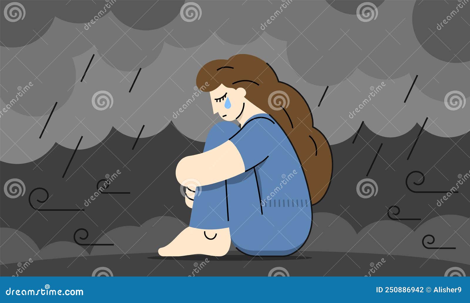 Sad Girl Crying In Rain