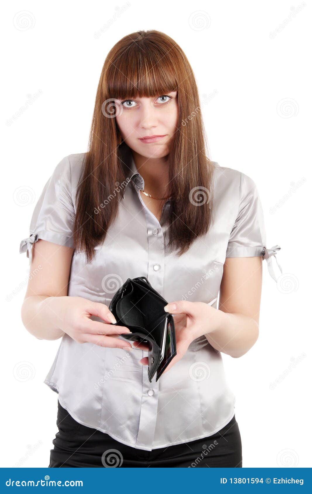 Sad Woman with Empty Wallet Stock Photo - Image of dollar, euro: 13801594