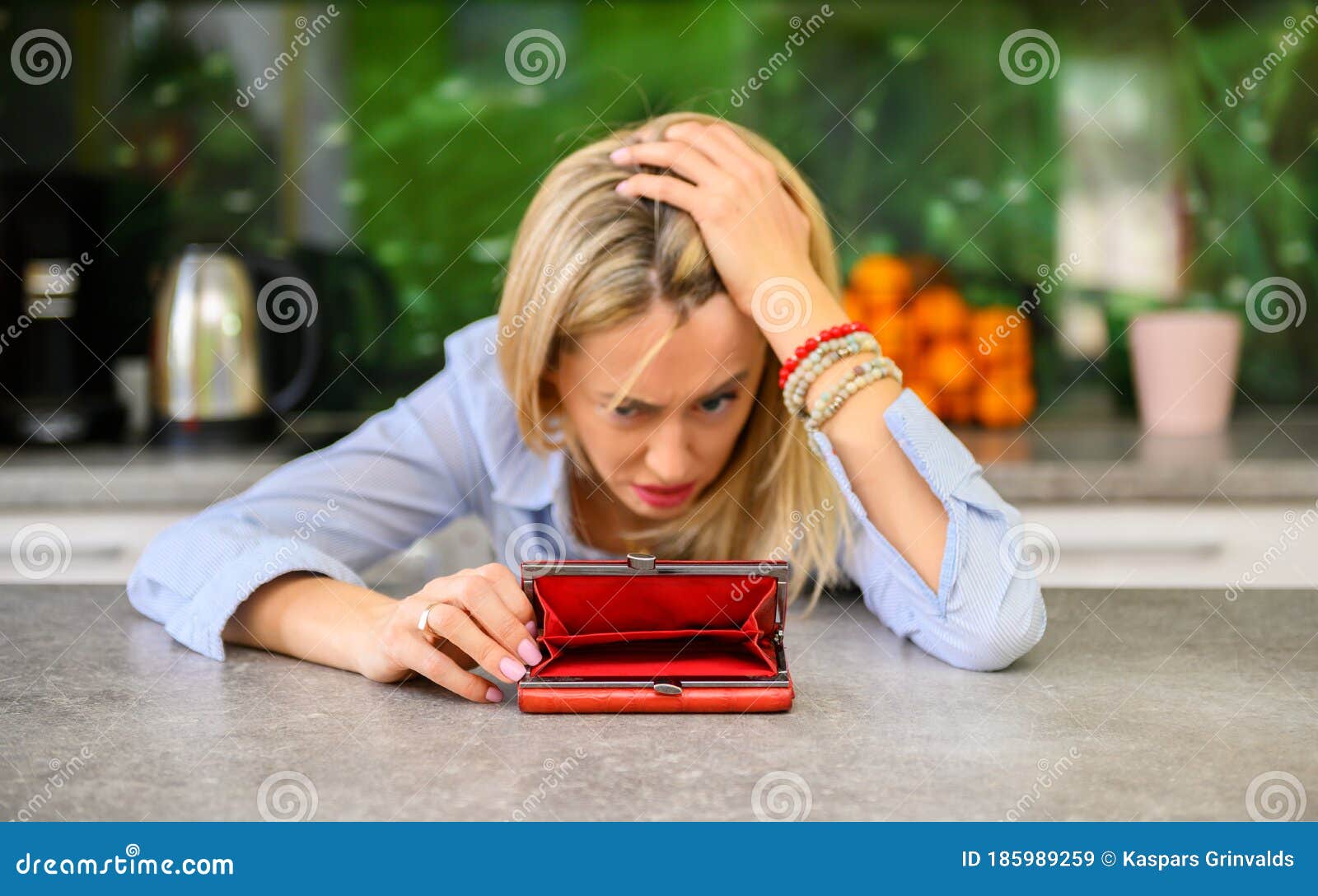 Sad Woman with an Empty Wallet Stock Image - Image of emotion, money ...