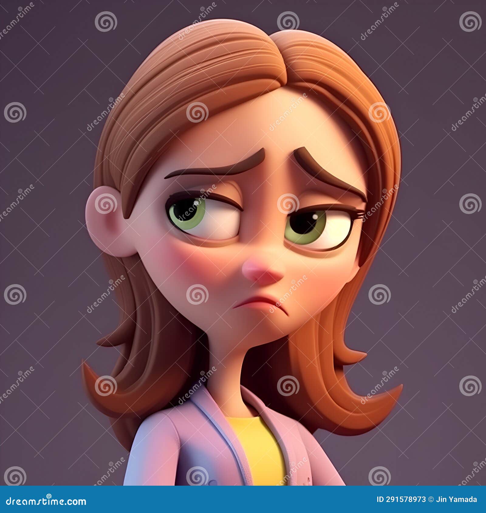 Sad Woman with a Sad Expression on Her Face, 3d Render Stock ...