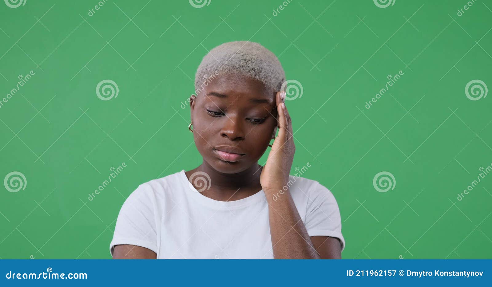 Sad Woman Feeling Depressed Over Green Screen Stock Video - Video of ...