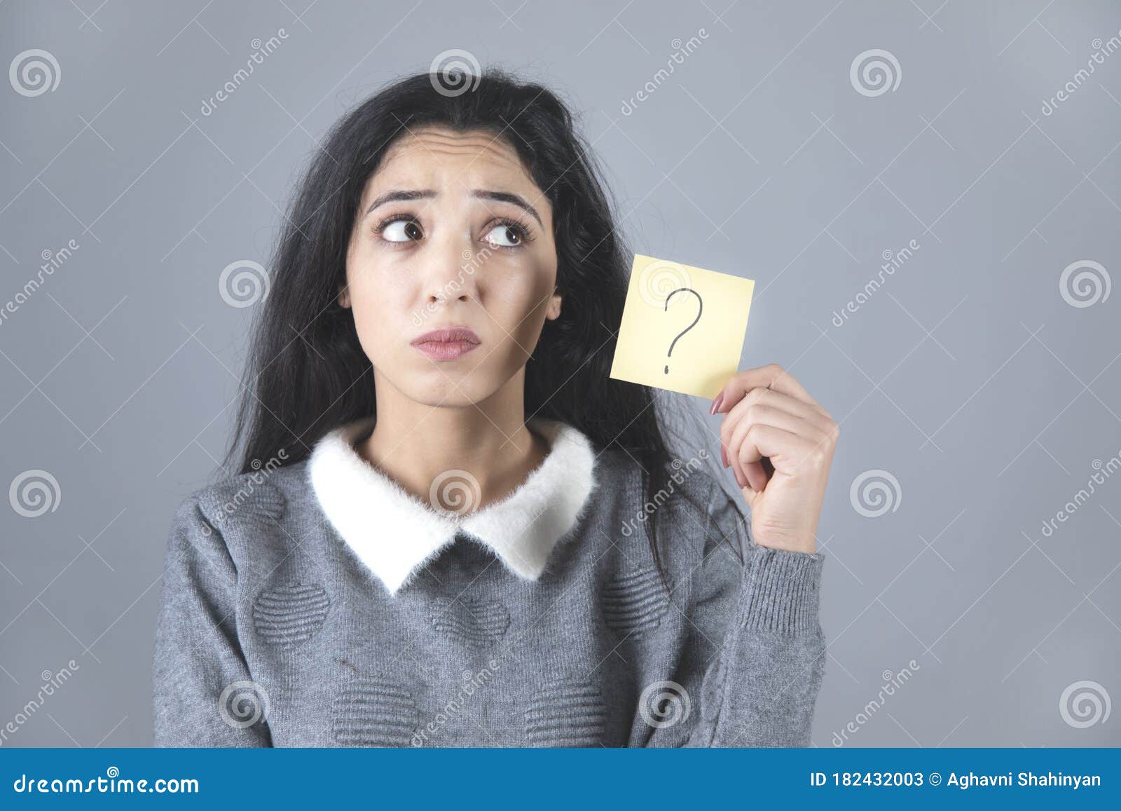 Sad Woman Hand Question Mark on Paper Stock Image - Image of worried ...