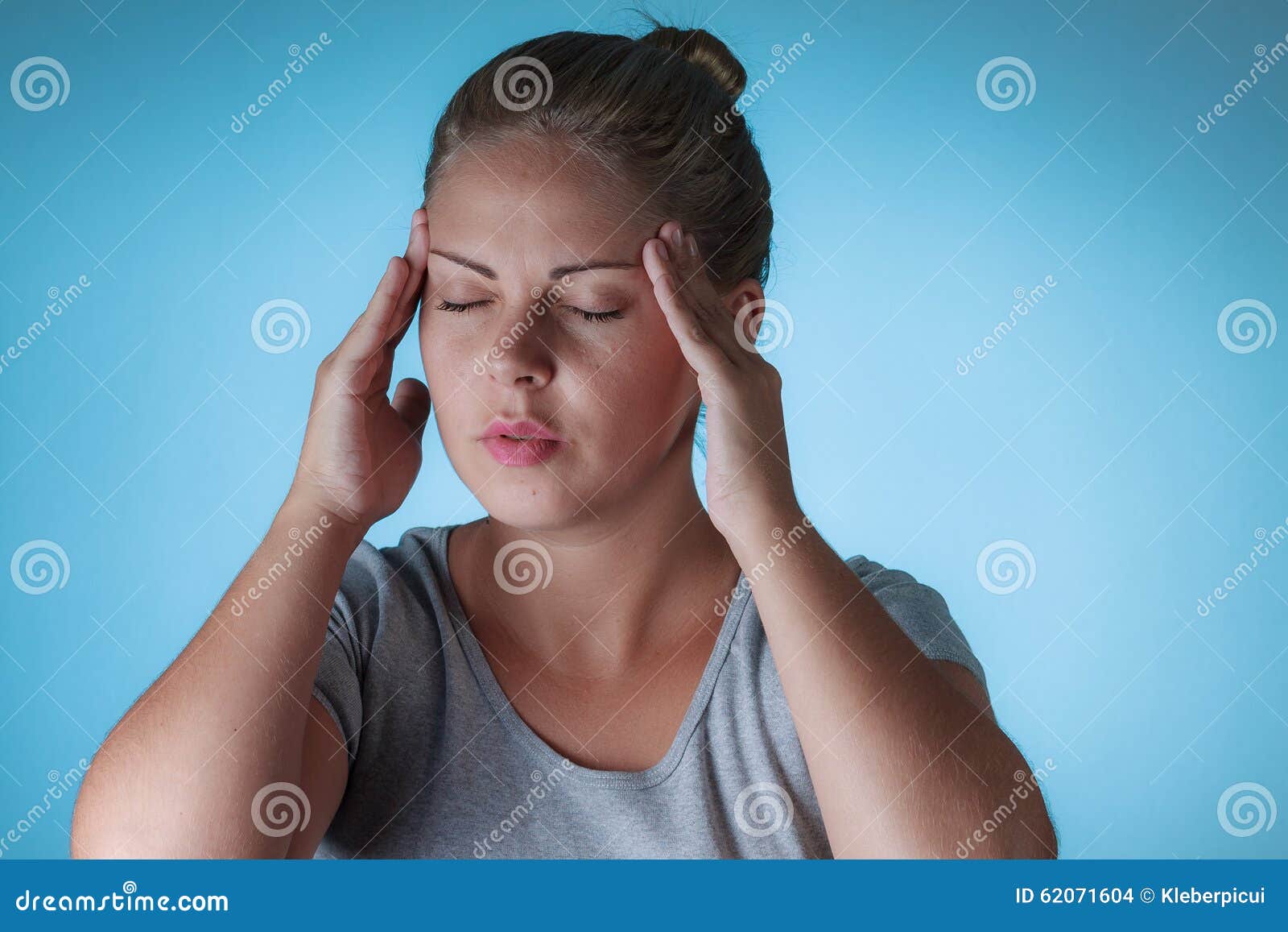 Sad Woman Holding Her Head with Headache Stock Photo - Image of ...