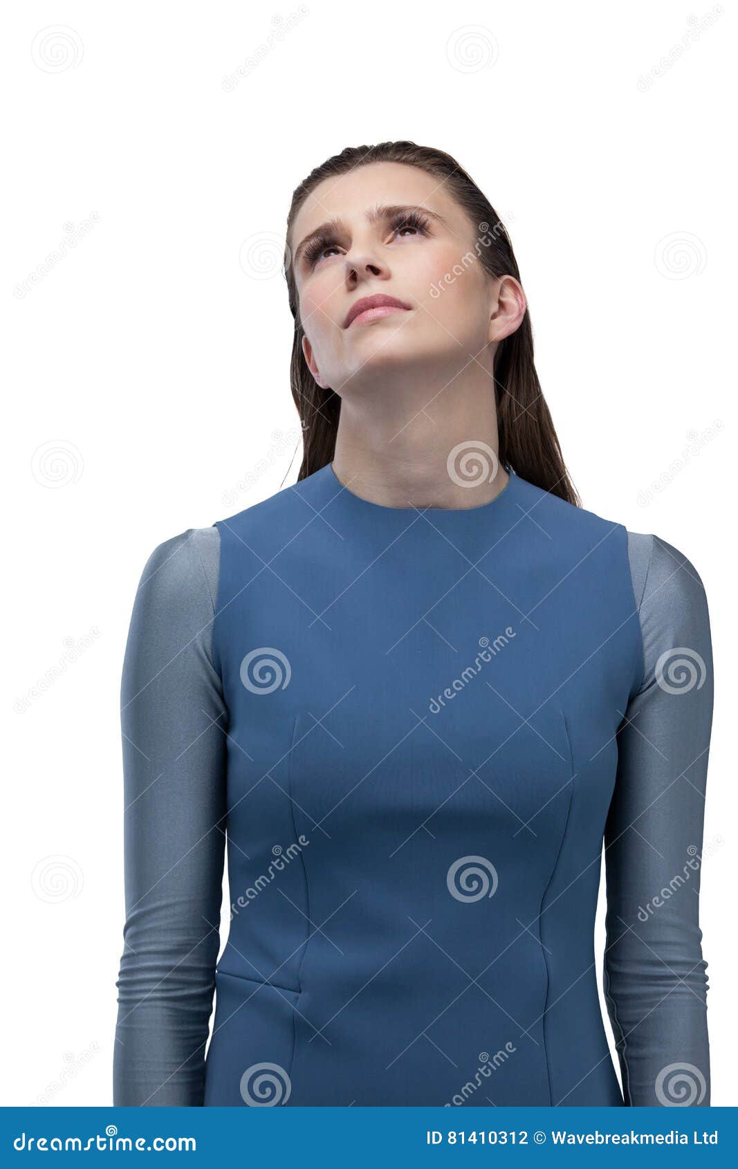Sad woman looking up stock photo. Image of contemplation - 81410312
