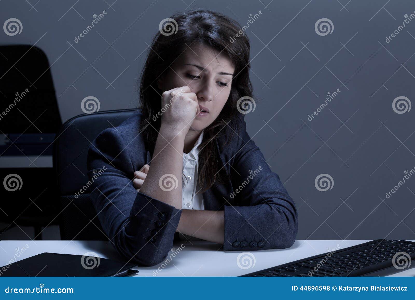 Sad woman in the office stock photo. Image of computer - 44896598