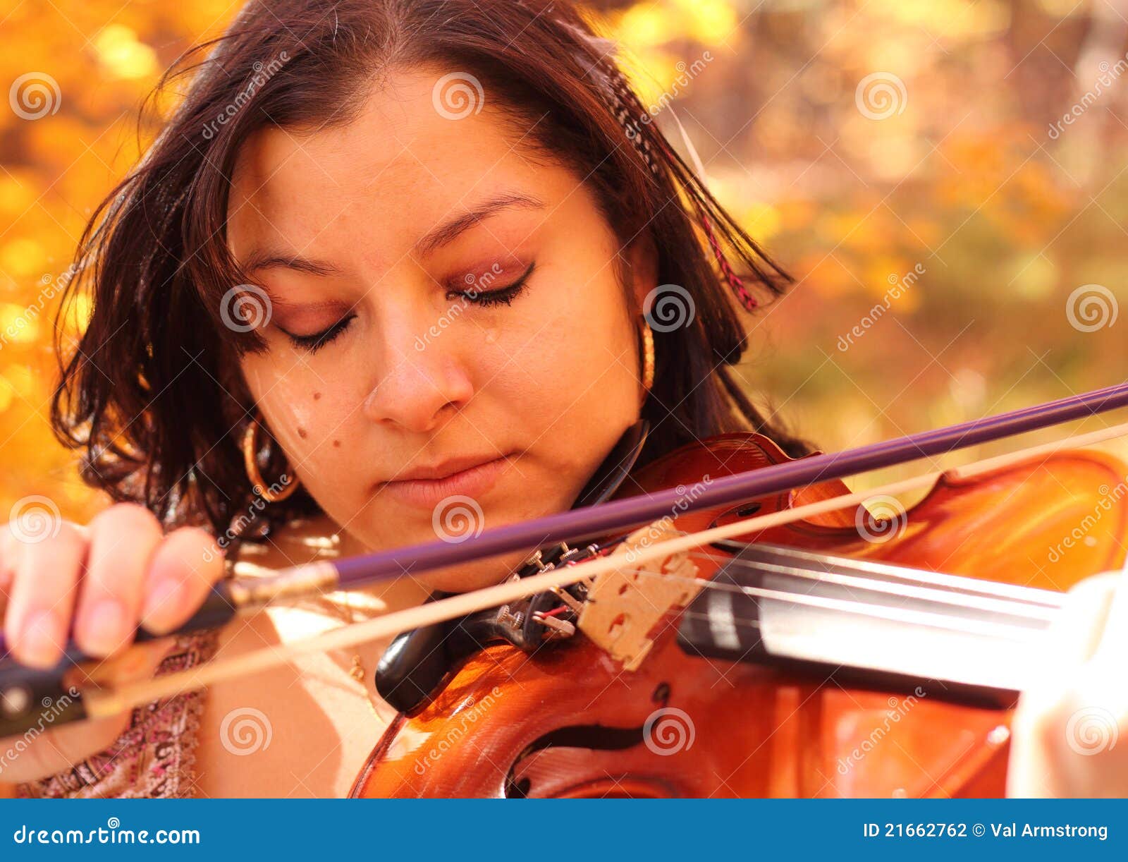 Sad Woman Playing Violin in Autumn Stock Photo - Image of autumn ...