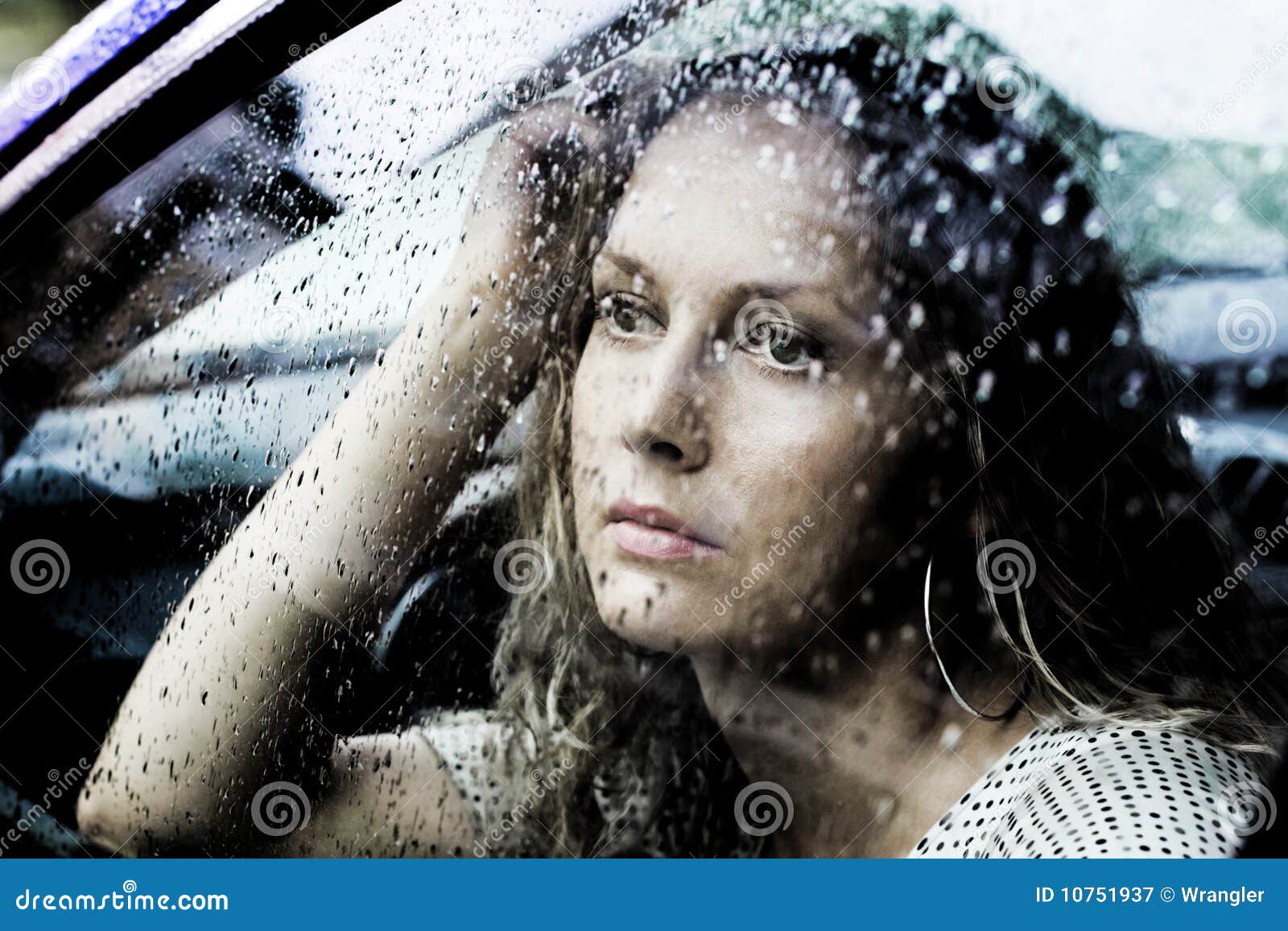 Sad woman and a rain stock image. Image of life, auto - 10751937