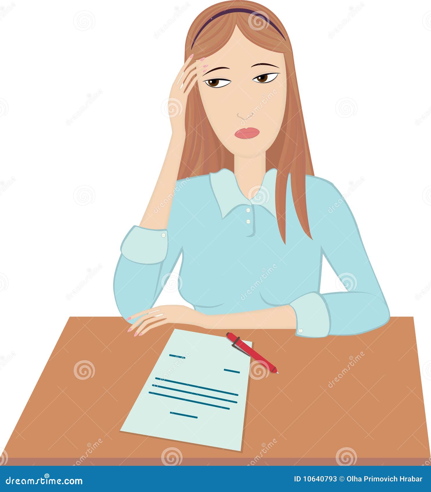Sad woman sits at a table stock illustration. Illustration of missing ...