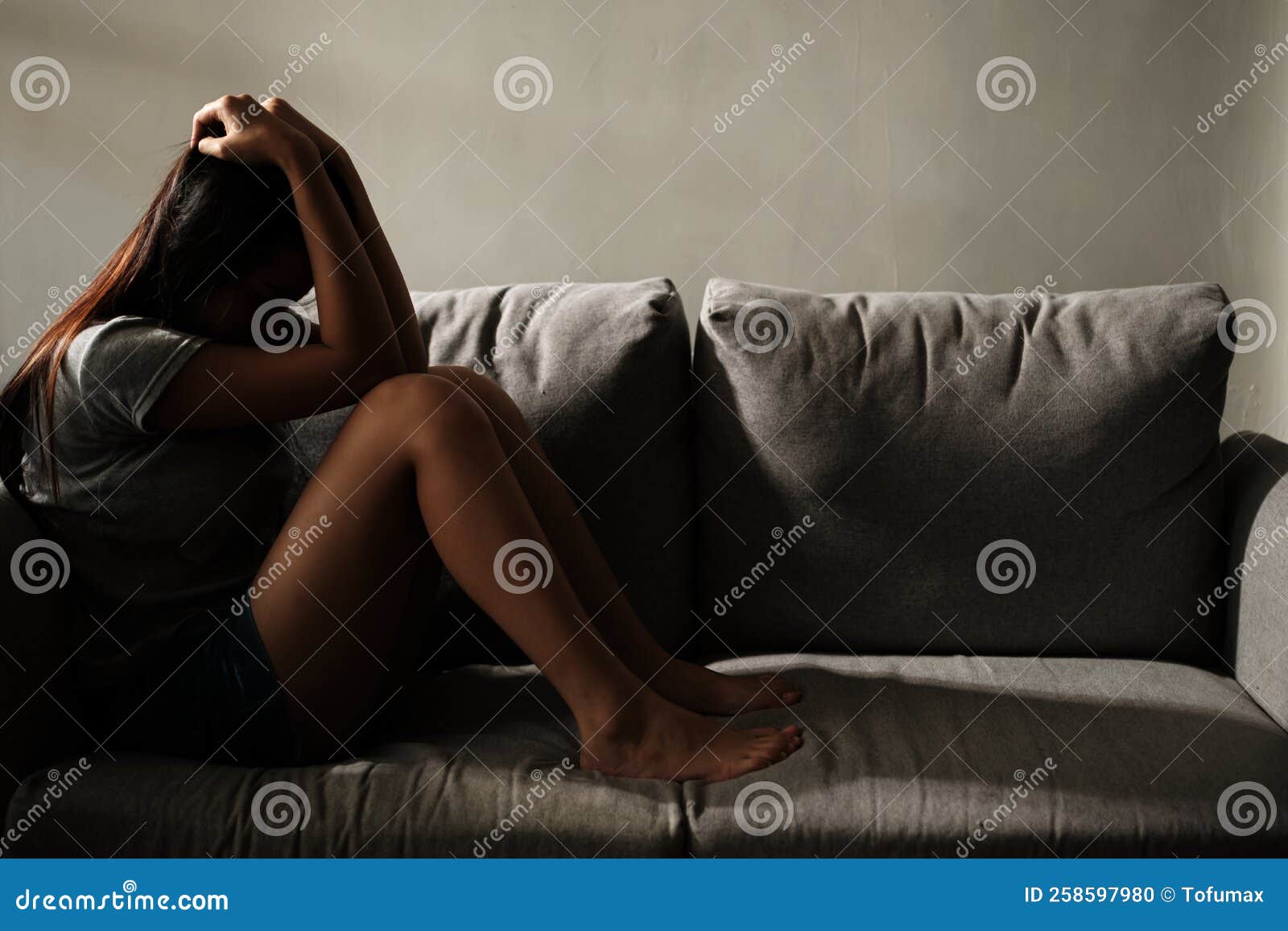 Sad Woman Sitting in the Room Stock Photo - Image of problems, grief ...