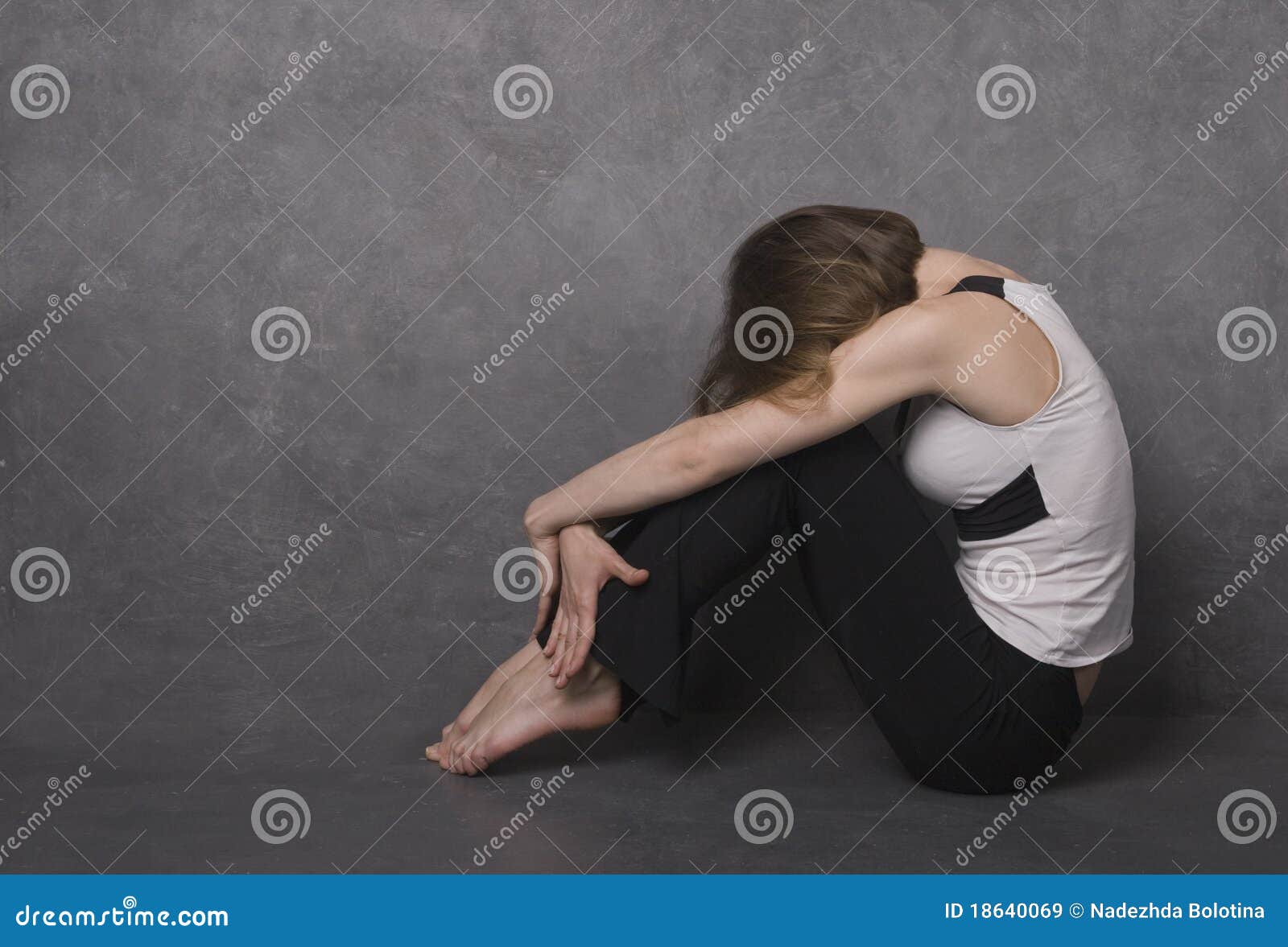 Sad woman, studio shot stock image. Image of emotional - 18640069