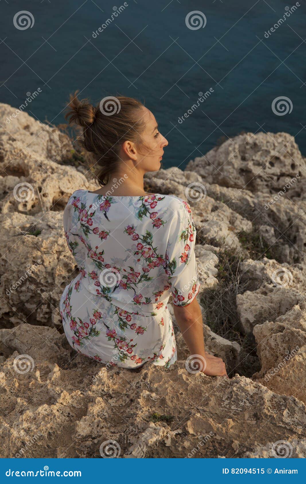 Sad woman by sunset stock image. Image of woman, ocean - 82094515