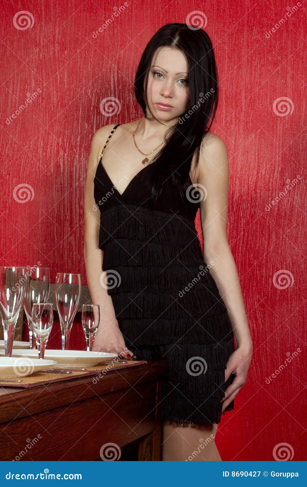 Sad Woman with Table Setting Stock Image - Image of european, finery ...