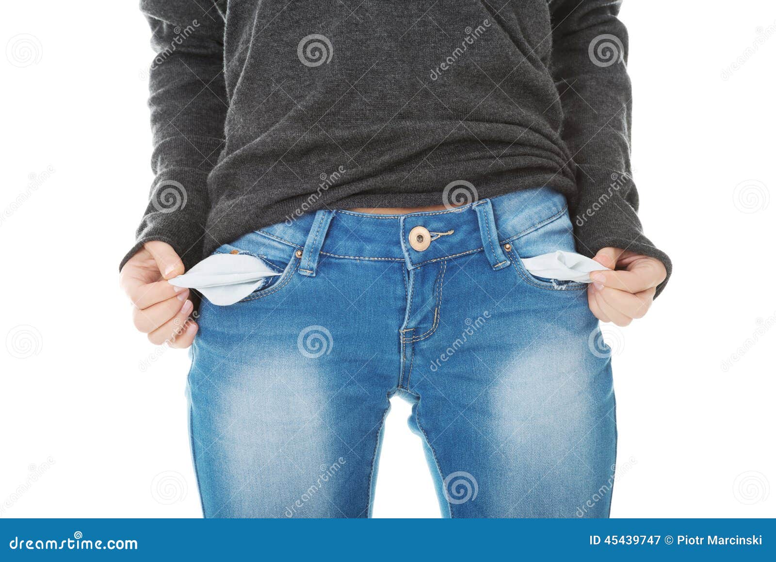 Sad Woman Taking Out Empty Pockets Stock Image - Image of portrait ...
