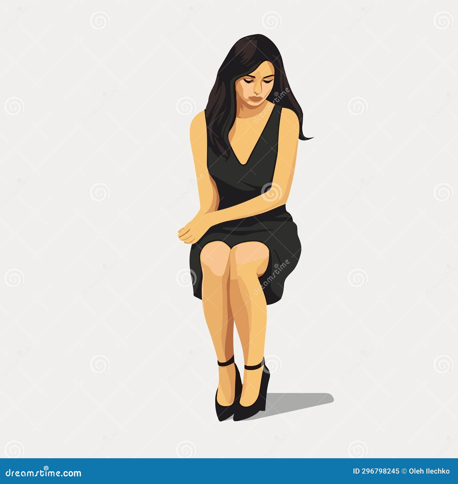 Sad Woman Vector Flat Minimalistic Isolated Illustration Stock ...