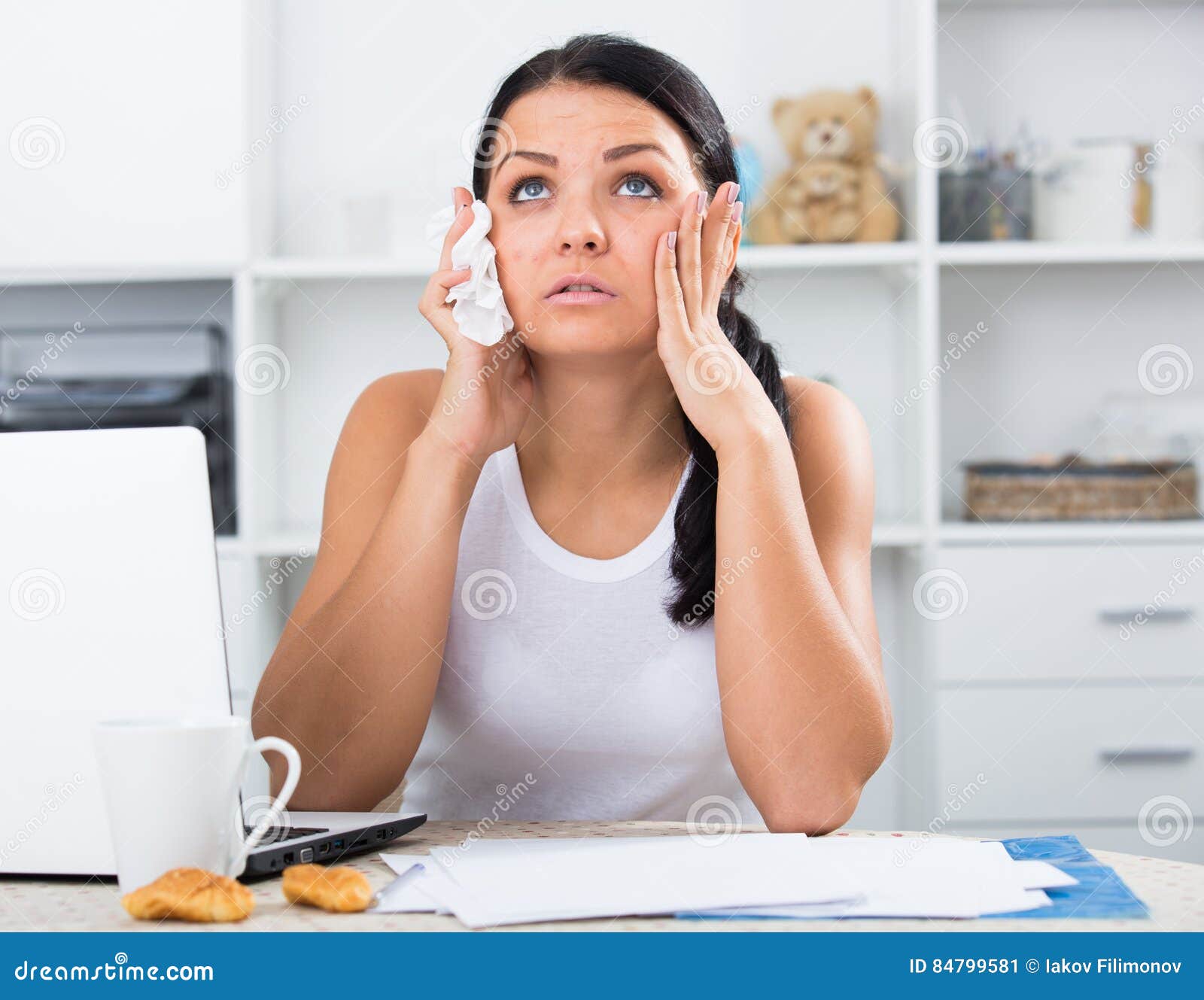 Sad Woman Working with Documents Stock Image - Image of problem ...