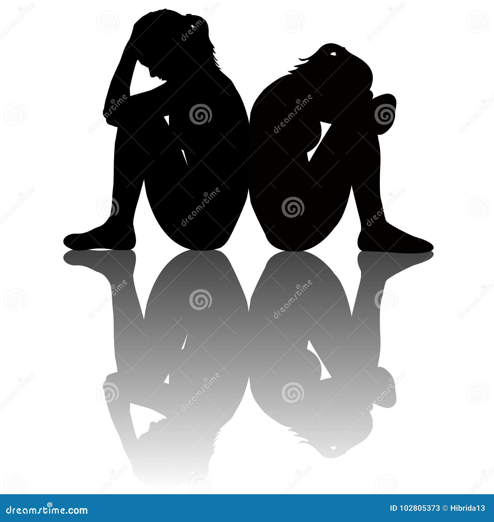 Sad Women Silhouettes with Shadow Stock Vector - Illustration of studio ...