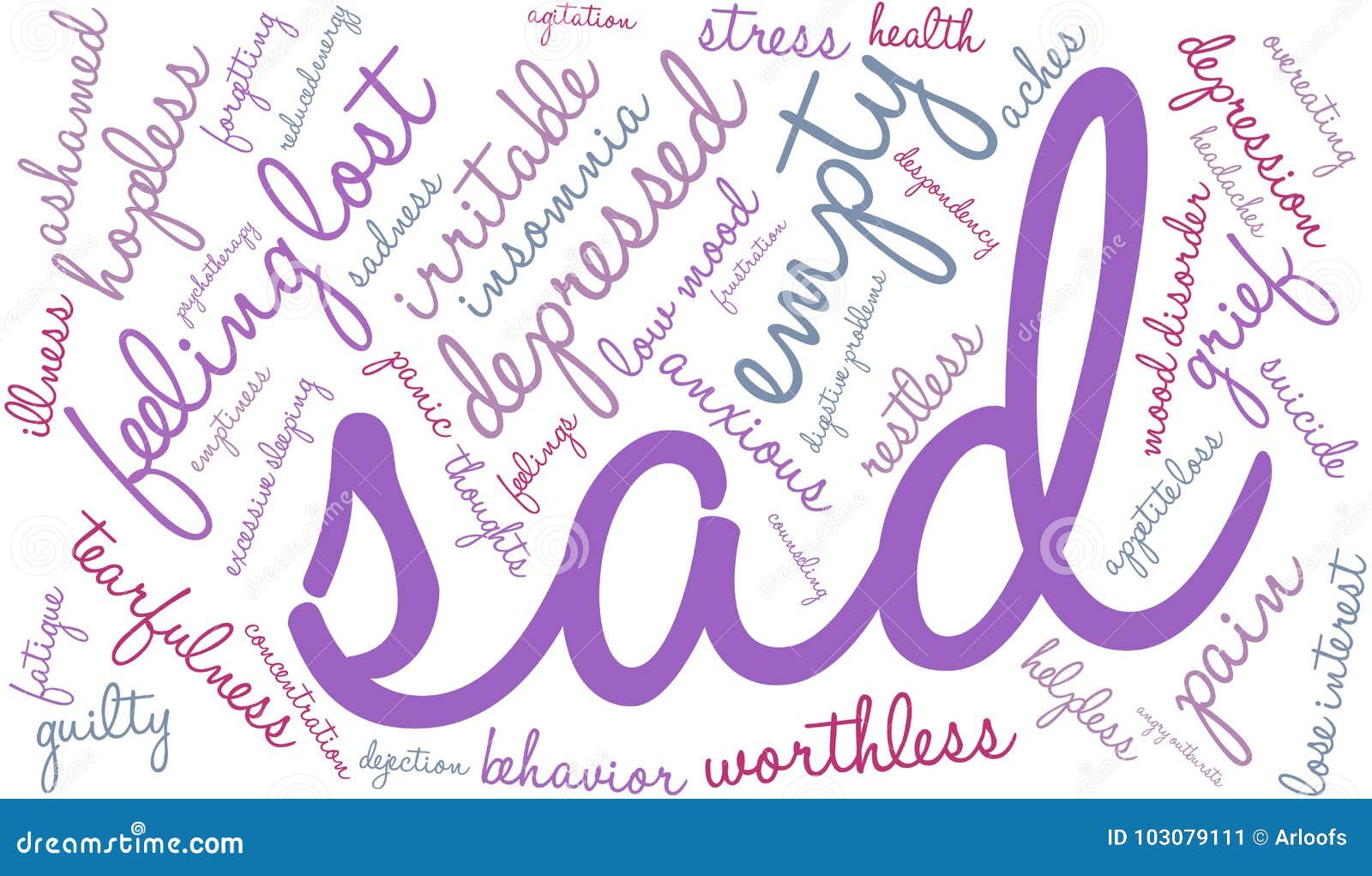 Sad Word Cloud stock vector. Illustration of disorder - 103079111