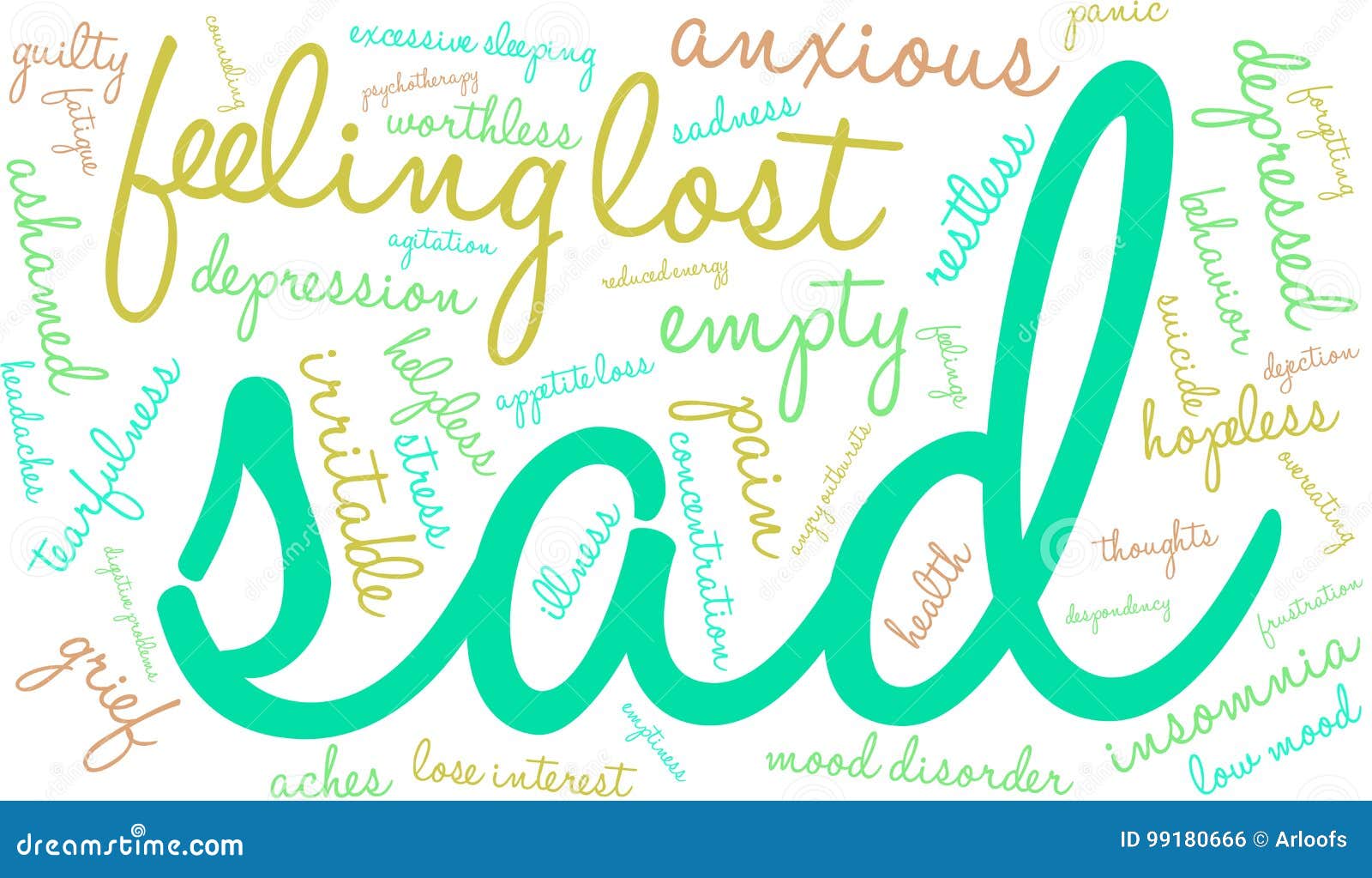 Sad Word Cloud stock vector. Illustration of anxious - 99180666