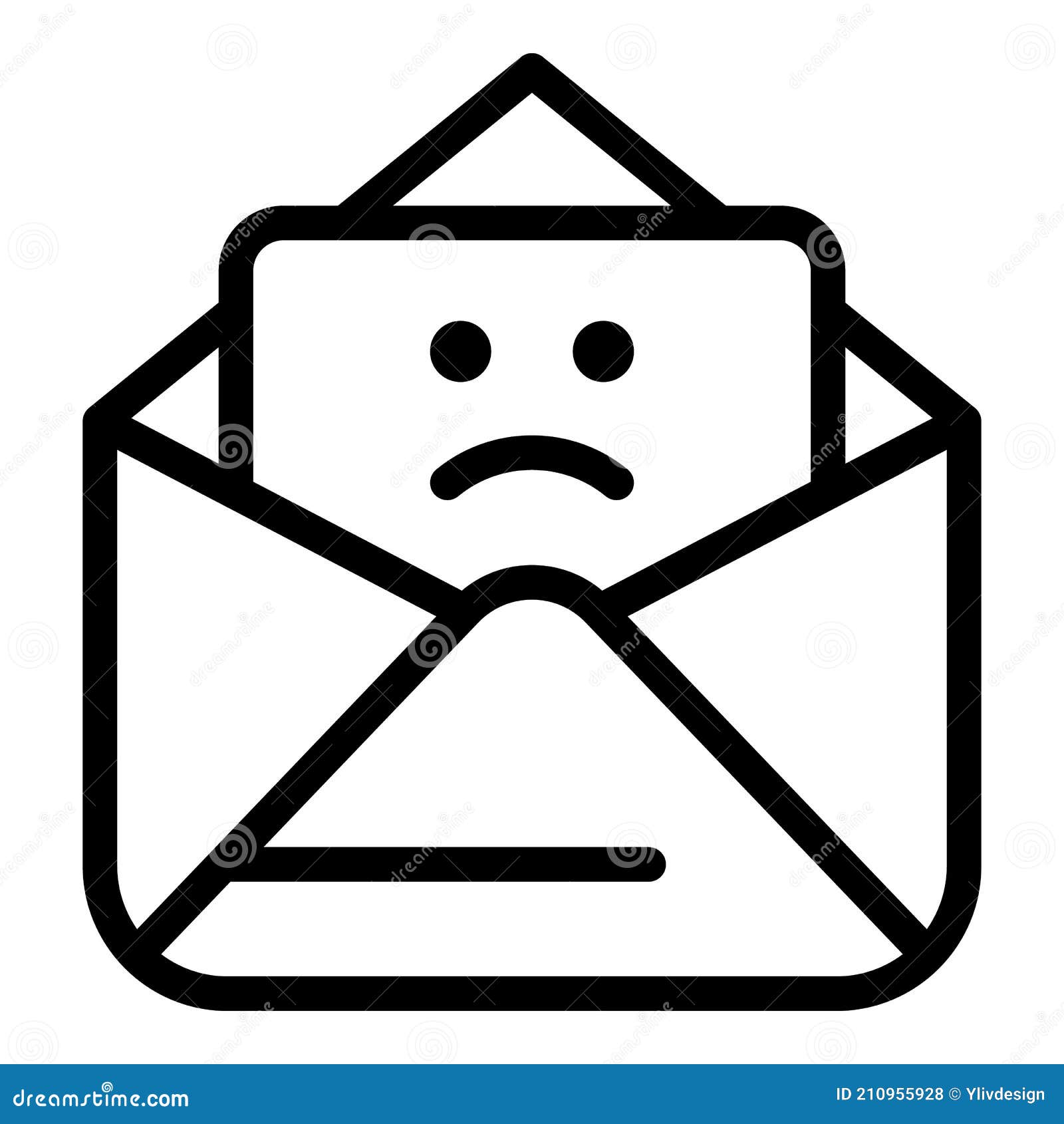 Sad Work Email Icon, Outline Style Stock Vector - Illustration of cross ...