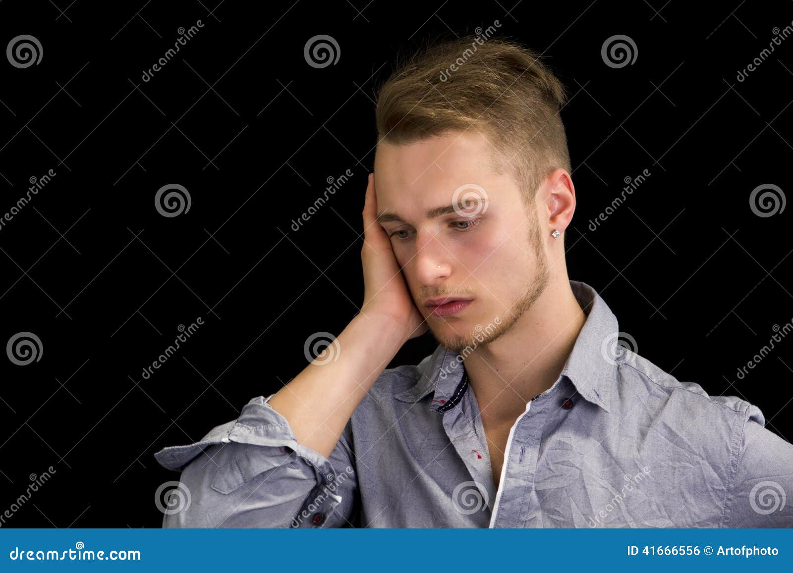 Sad or Worried Handsome Young Man Stock Photo - Image of beautiful ...