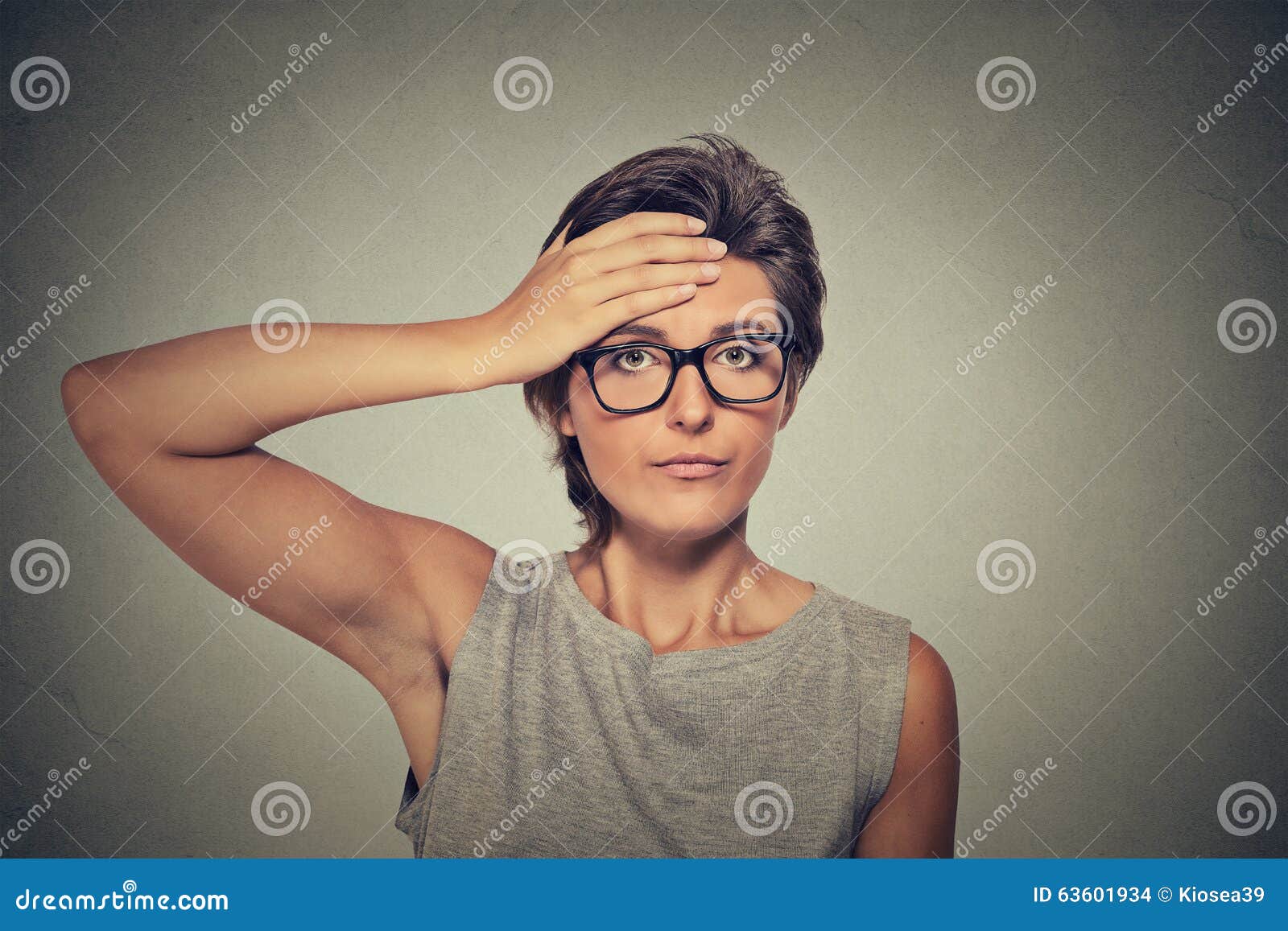 Sad Worried Woman with Headache Thinking Stock Photo - Image of ...