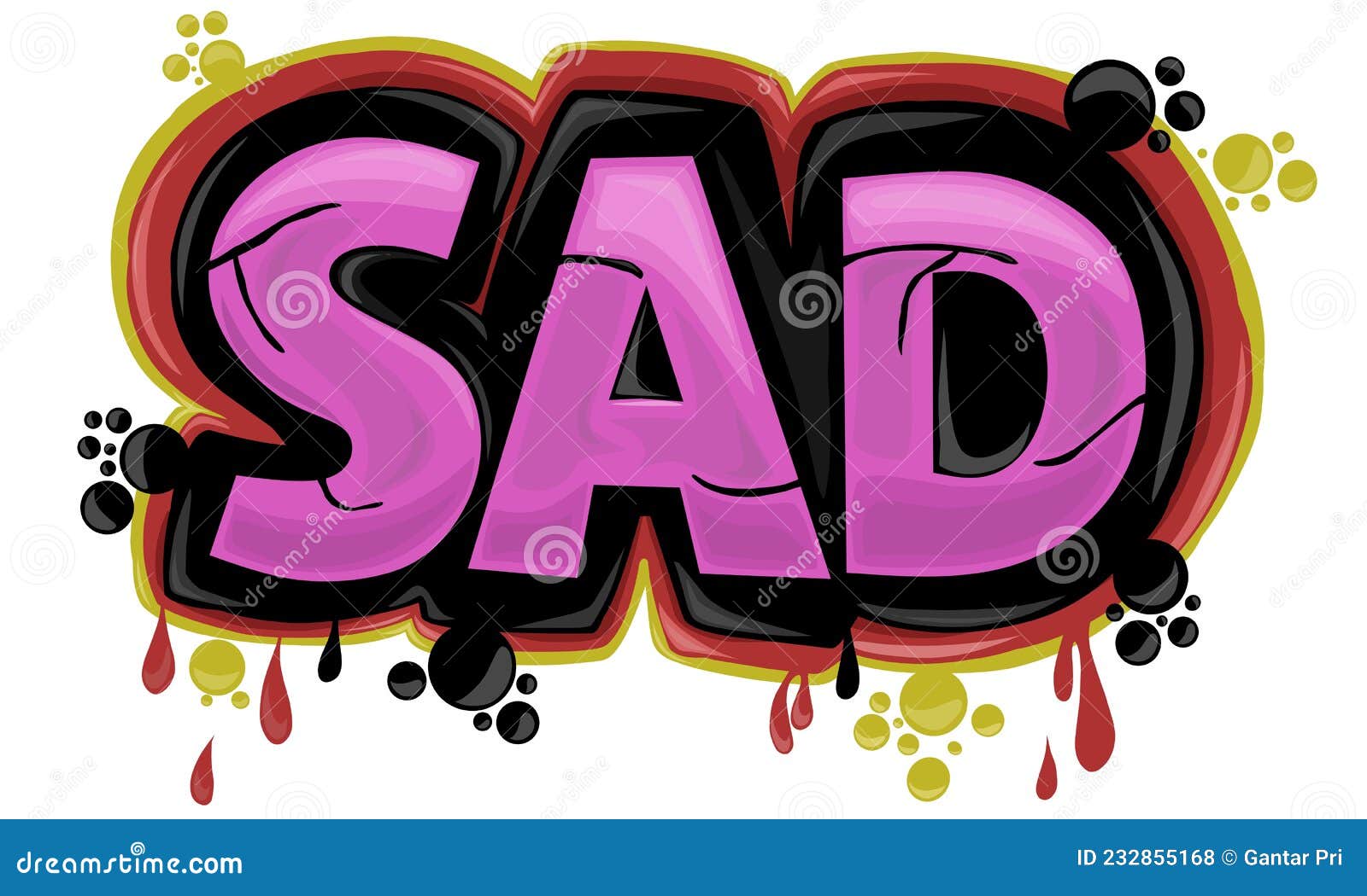SAD Writing Graffiti Design on a White Background Stock Vector ...