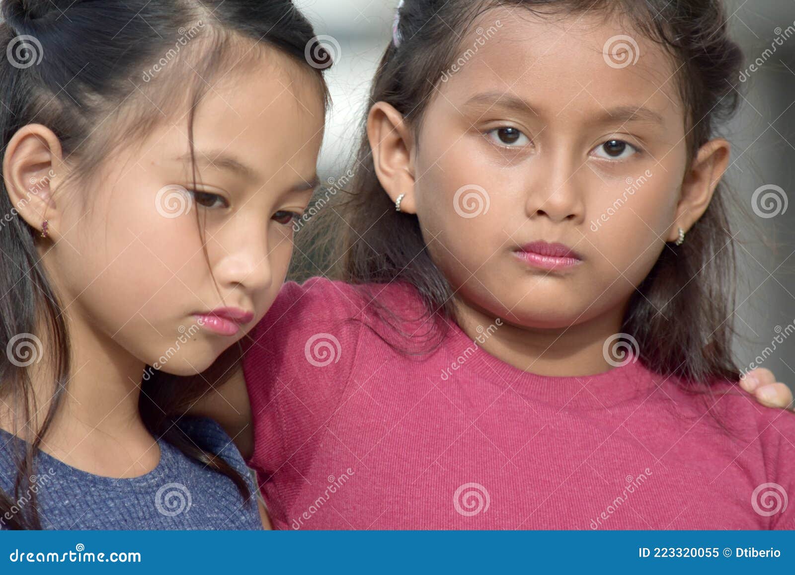 A Sad Young Asian Female Children Stock Image - Image of hurt, children ...