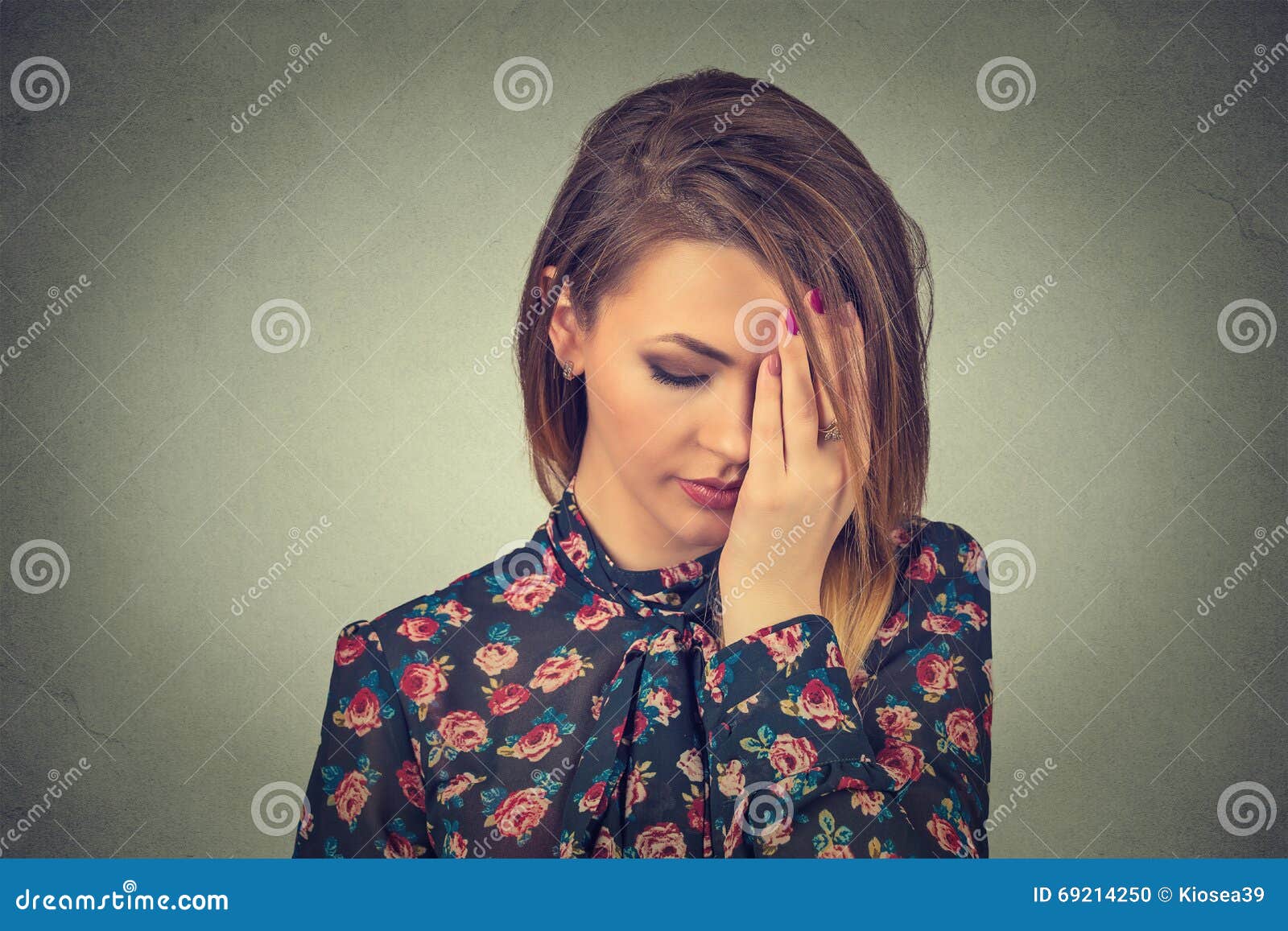 Sad Young Beautiful Woman With Worried Stressed Face Expression Stock